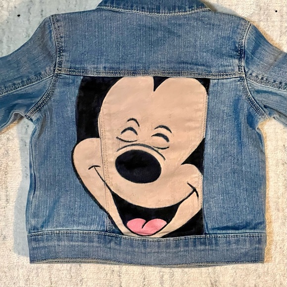 Jackets & Coats | 2t Toddler Hand Painted Mickey Mouse Denim Jacket ...